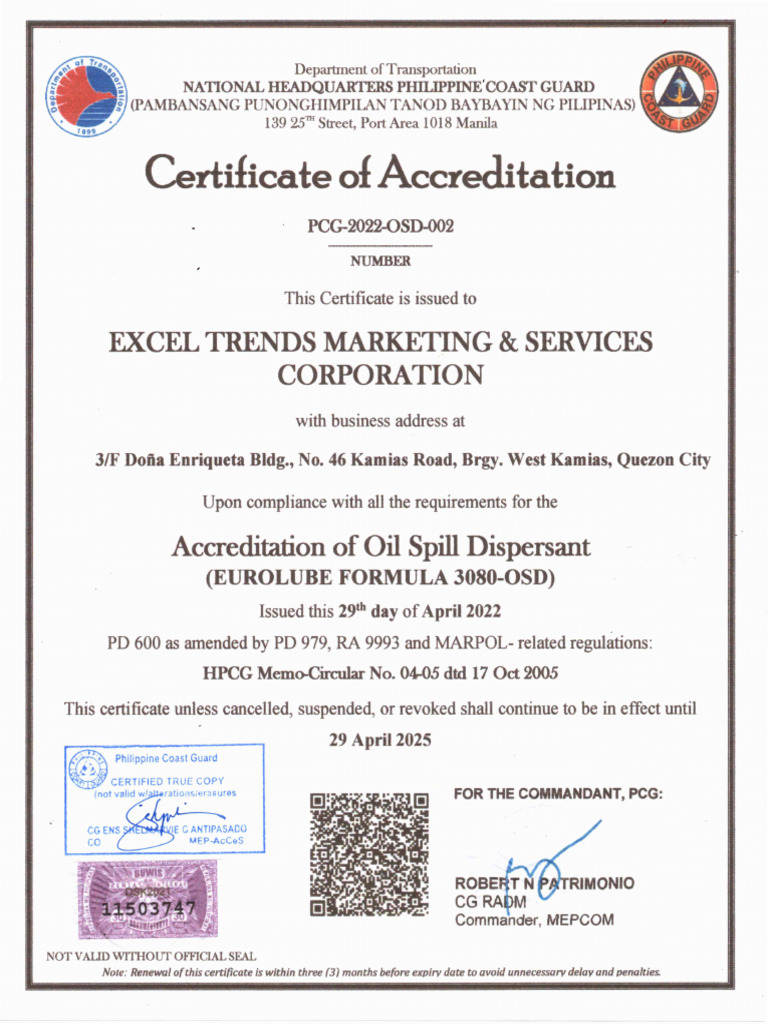 PCG Cert F3080-OSD CTC Exp. Apr. 29, 2025 | PDF