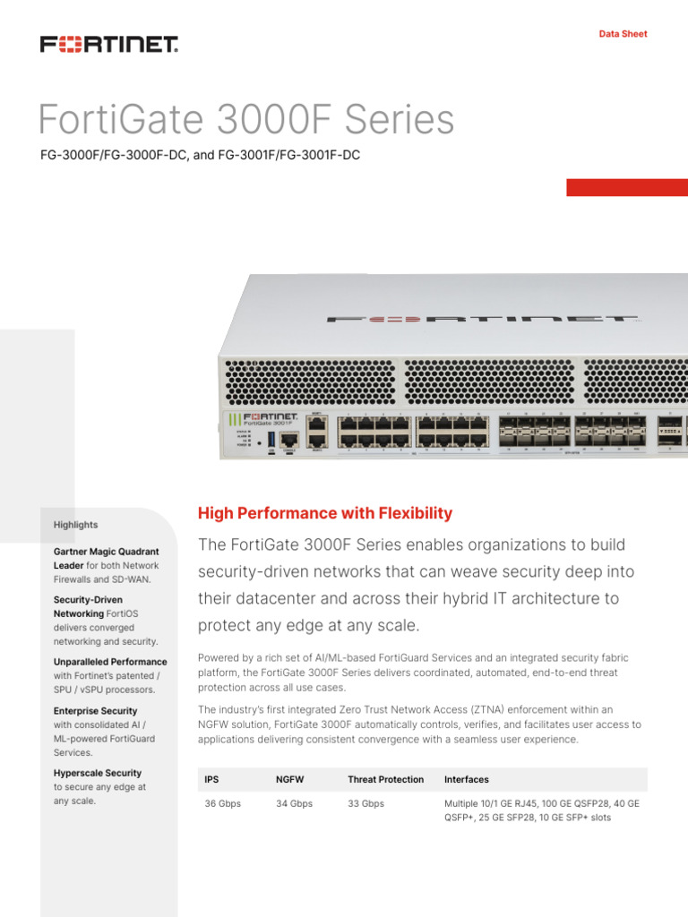 Fortigate 3000f Series | PDF | Security | Computer Security