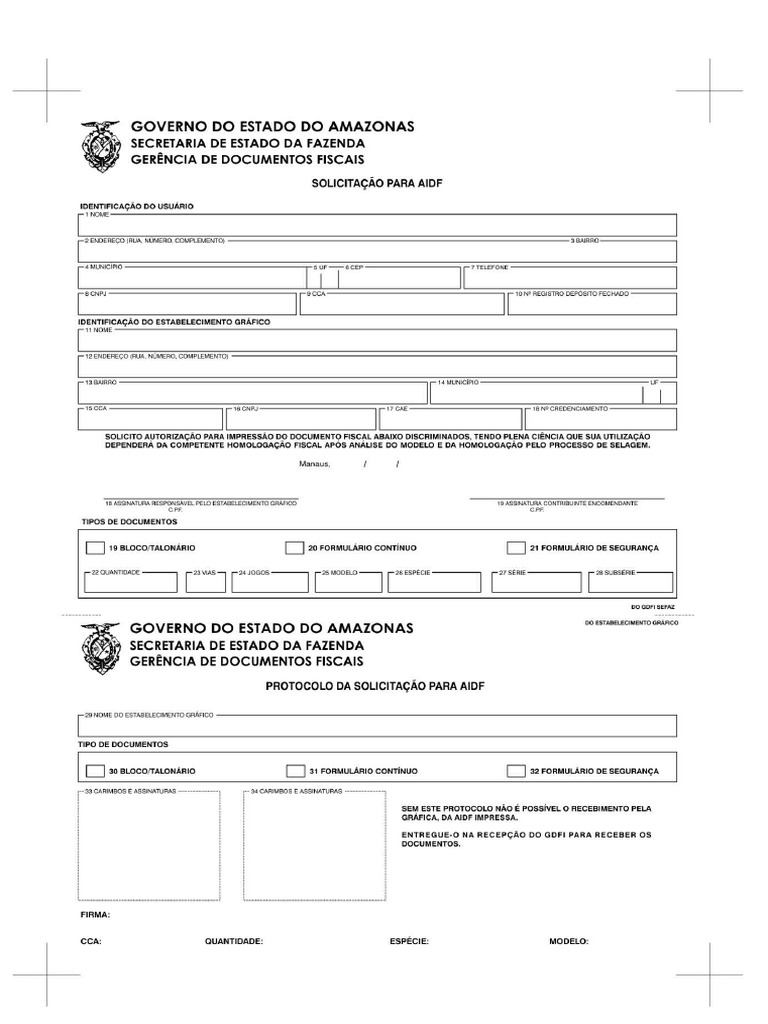 Modelo Solicitação de Aidf - Protocolo | PDF
