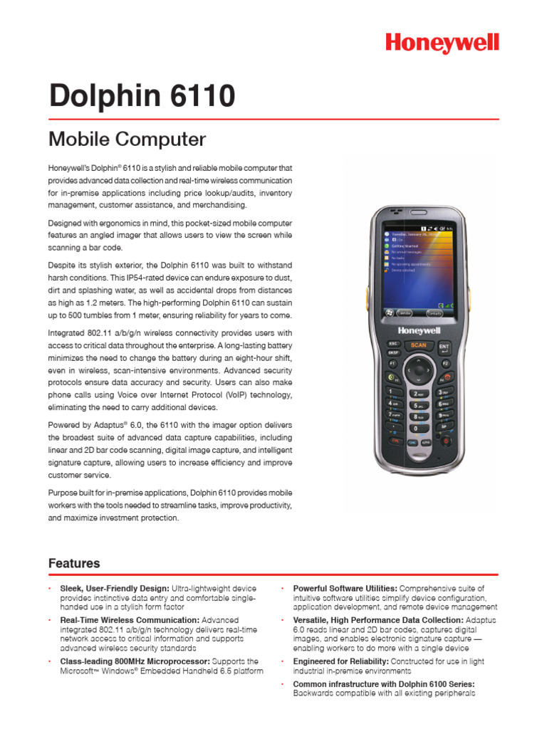 Dolphin 6110 Data Sheet en | PDF | Computer Hardware | Computing