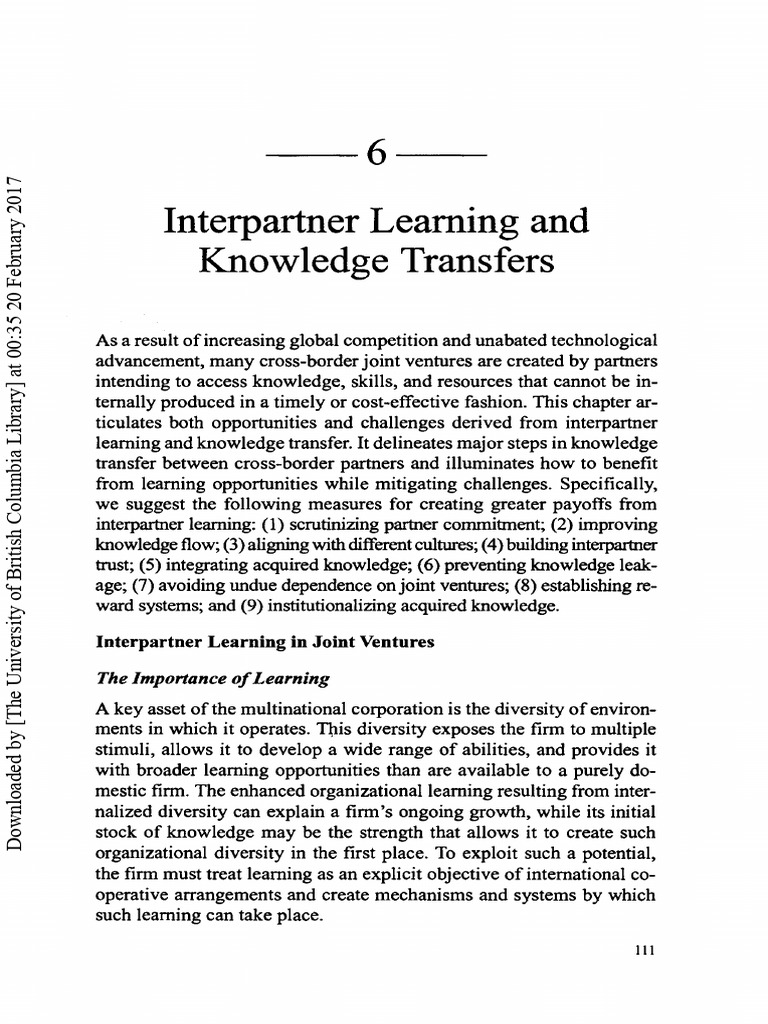 International Joint Ventures | PDF | Knowledge | Tacit Knowledge