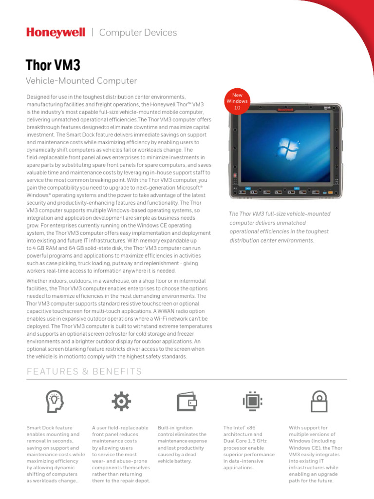 Thor vm3 Vehicle Computer Data Sheet en | PDF | Touchscreen | Microsoft ...