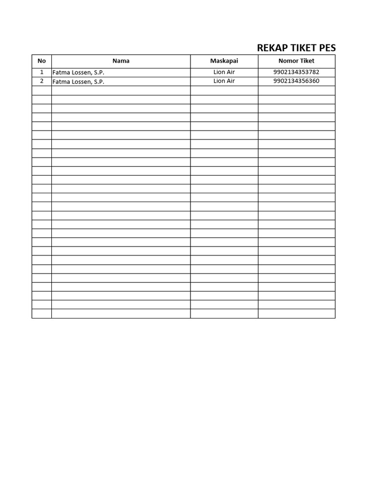 Rekap Tiket Pesawat Terbang | PDF
