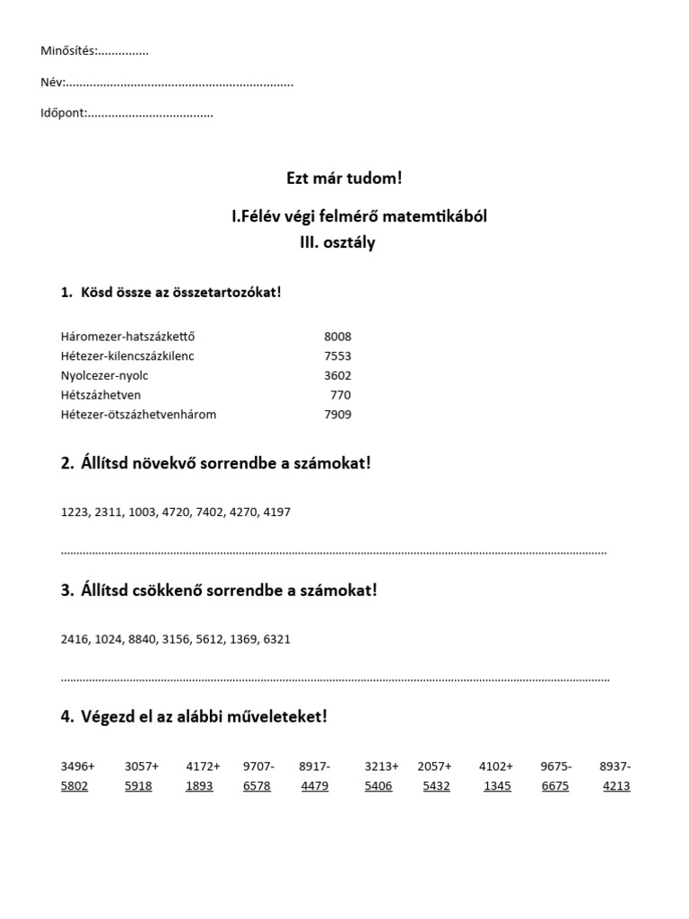 Felmero Matek III | PDF