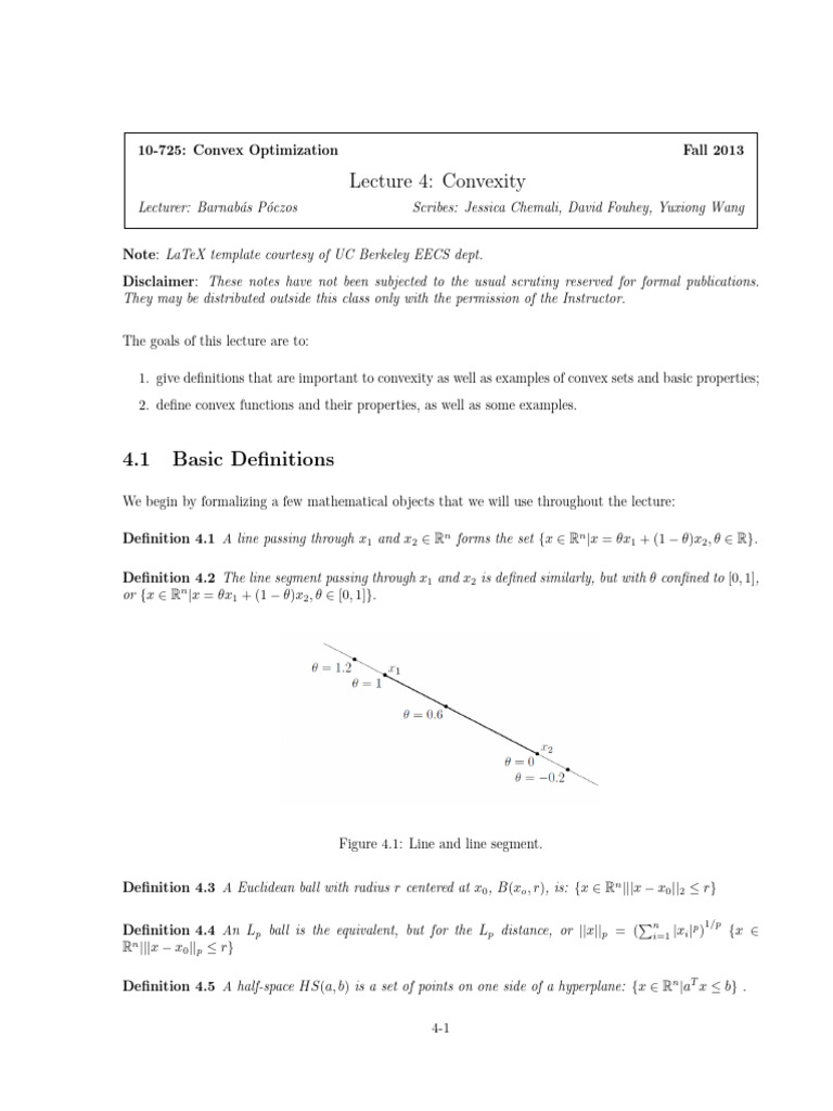 Lec 4 | Download Free PDF | Convex Set | Function (Mathematics)