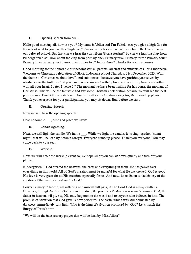 Teks MC Natal 2023 | PDF | Salvation | Theology