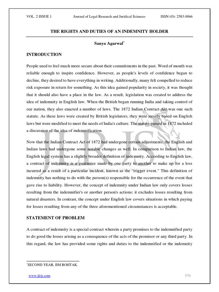 Sanya Agarwal | PDF | Indemnity | Damages