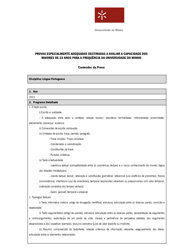 Conteúdo - Prova - Língua Portuguesa - Prova - M23 | PDF | Portugal | Linguística
