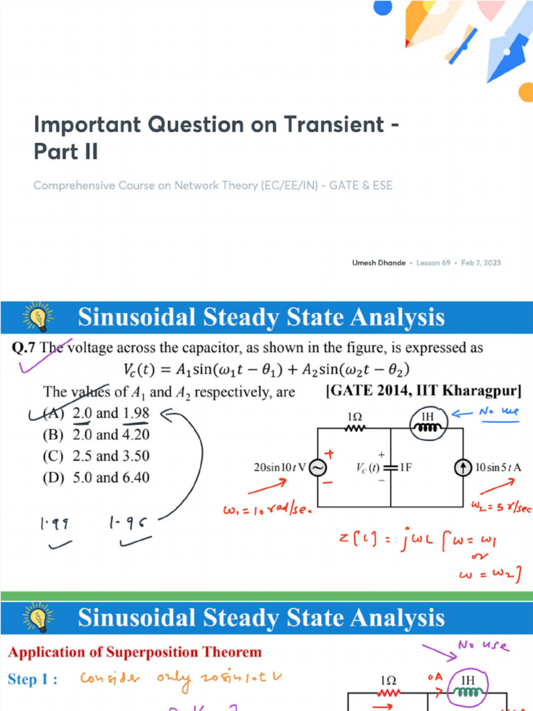 Important Question On Transient Part II With Anno | PDF