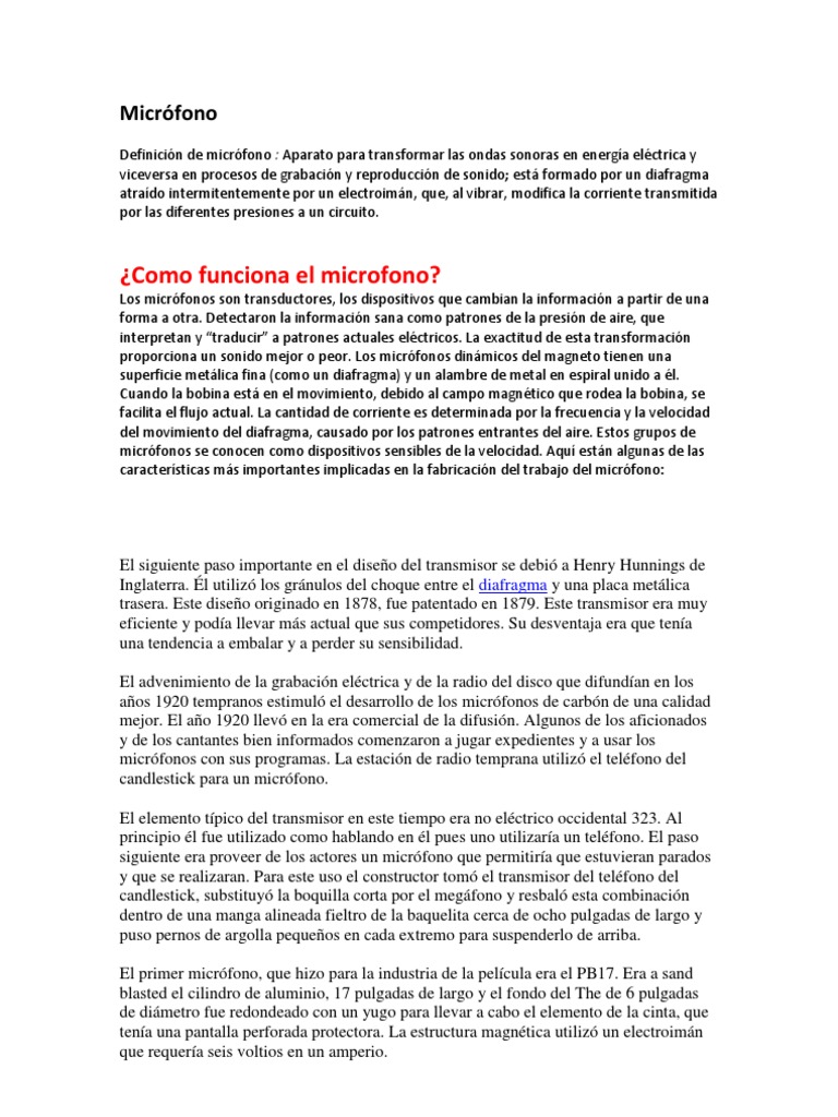Definición de Micrófono | PDF | Auriculares | Micrófono