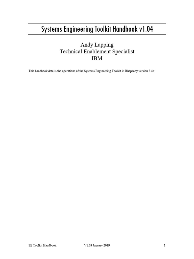 Systems Engineering Toolkit Handbook 1.0.4 | PDF | Use Case | Tag ...