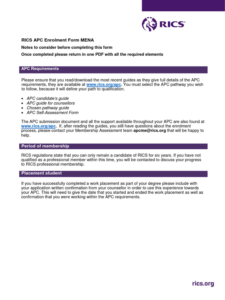 APC Enrolment Form MENA | PDF | Bankruptcy | Insolvency