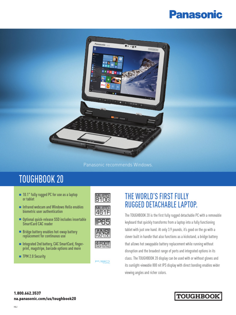 Toughbook 20 Spec Sheet | PDF | Tablet Computer | Electronics