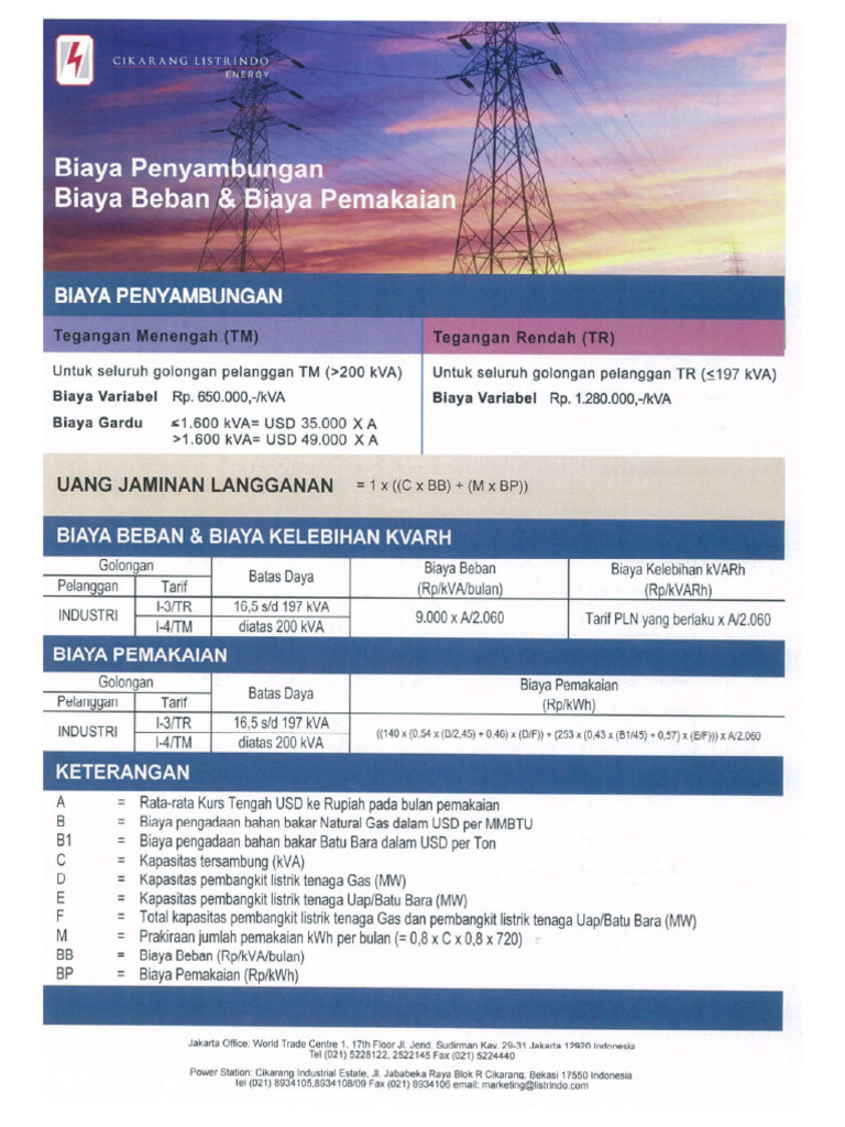 Tabel Tarif New Cikarang Listrindo | PDF