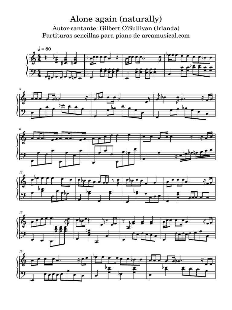 Alone Again (Naturally) Piano Sheets | PDF