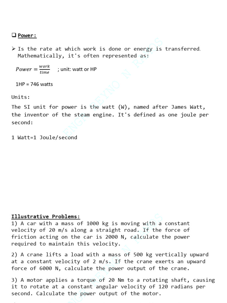 POWER | Download Free PDF | Power (Physics) | Watt