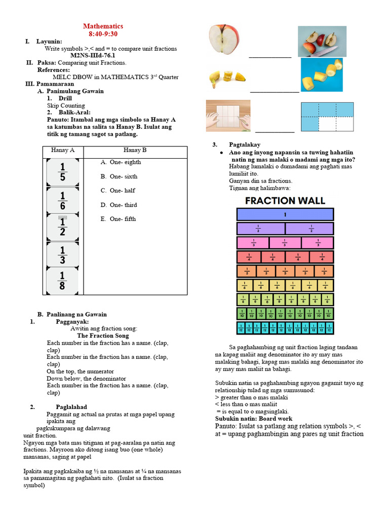 Comparing Fractions Grade Two Pdf