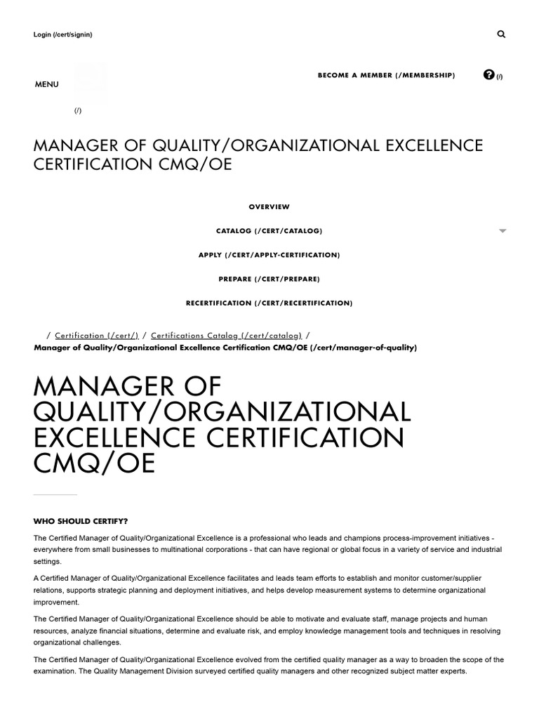 Manager of Quality & Organizational Excellence _ ASQ | PDF