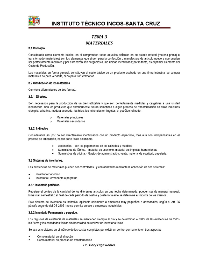 Tema 3 Materiales Incos | PDF | Importaciones | Business