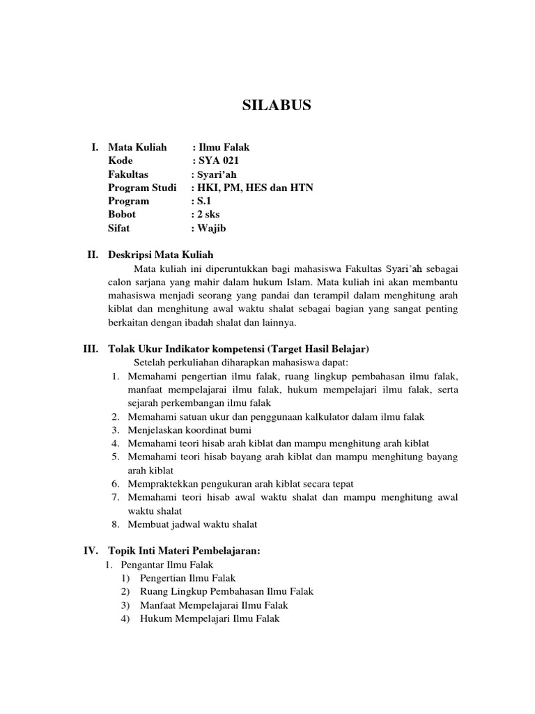 contoh sil falak | PDF