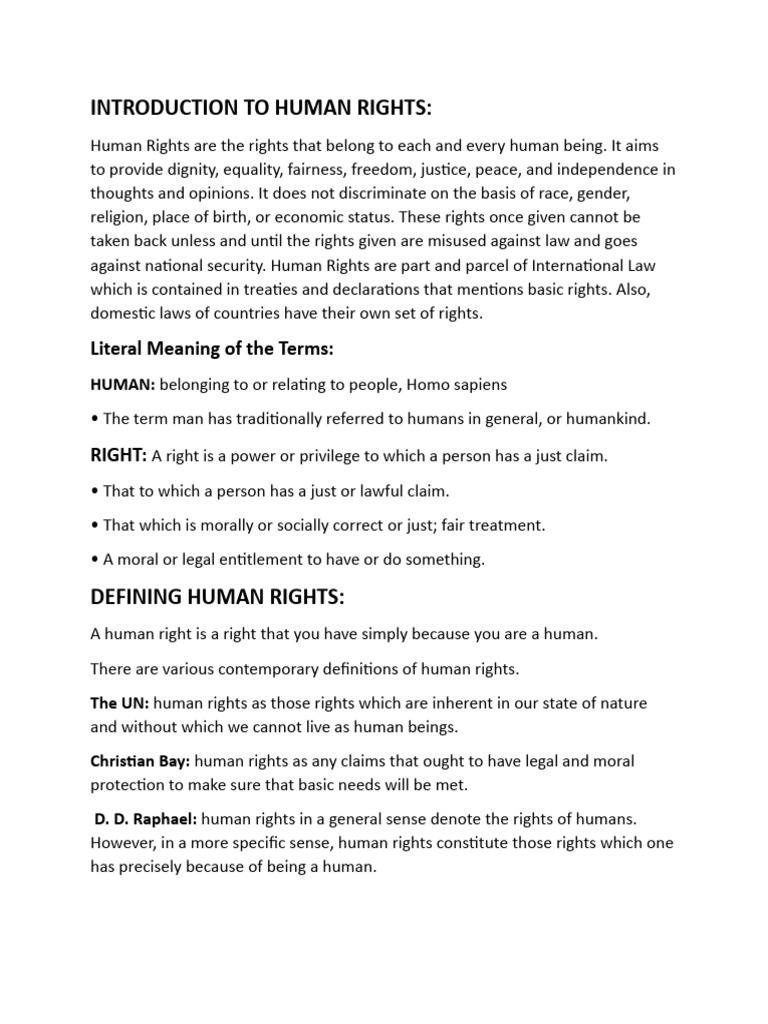 Introduction To Human Rights | PDF | Human Rights | Rights