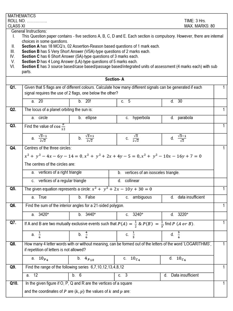 11 - Math - Paper - 041 | PDF | Geometric Shapes | Euclidean Plane Geometry