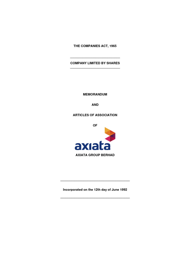 Memorandum - and - Articles - of - Association SSM | Download Free PDF ...