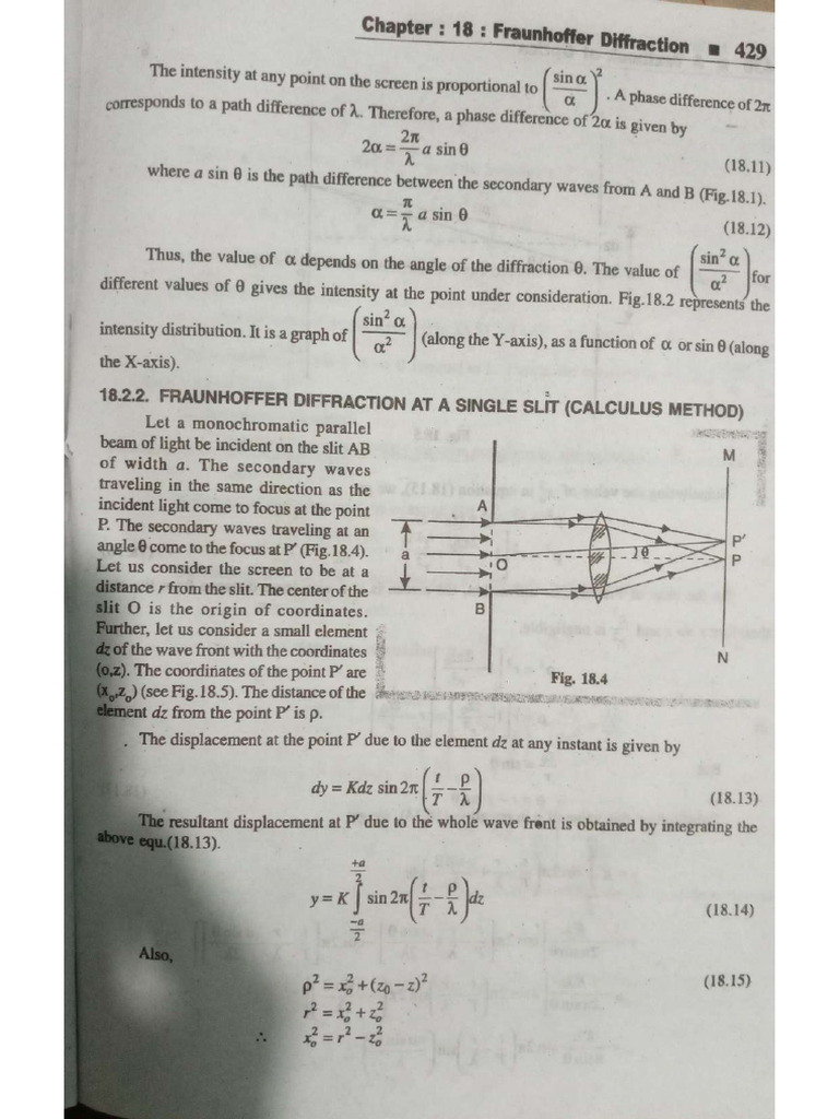 Fraunhoffer Diffraction at a Single Slit | PDF