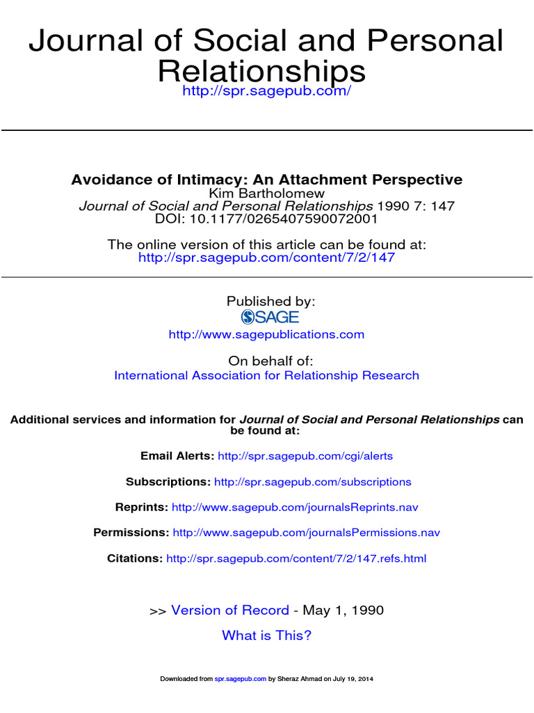 Avoidance of Intimacy | PDF | Social Science