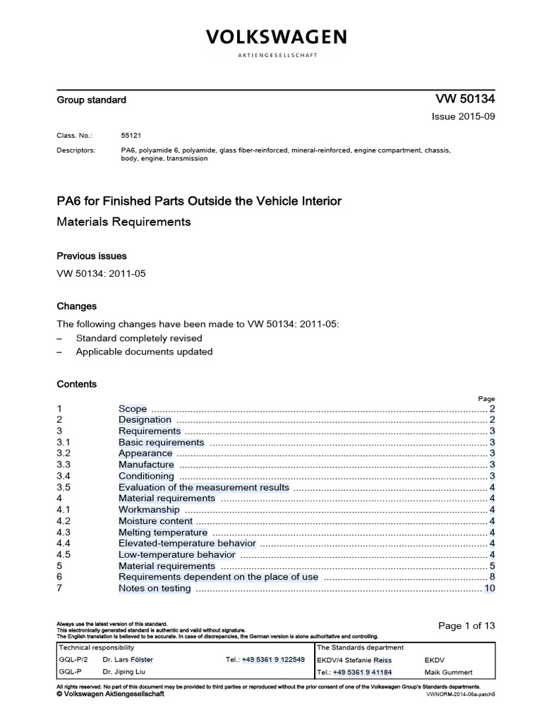 VW - 50134 - en 2015 | PDF | Building Engineering | Materials Science