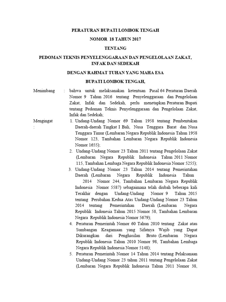 Draft Revisi Perbup Zakat | PDF