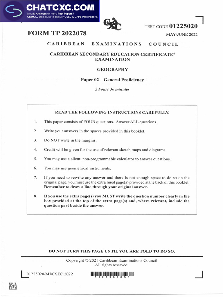 CSEC Geography P2 2022 | PDF