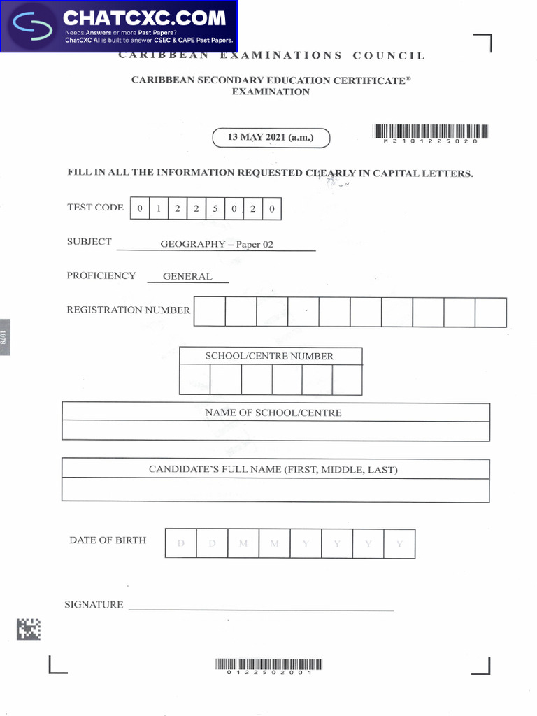 CSEC Geography P2 2020 | PDF