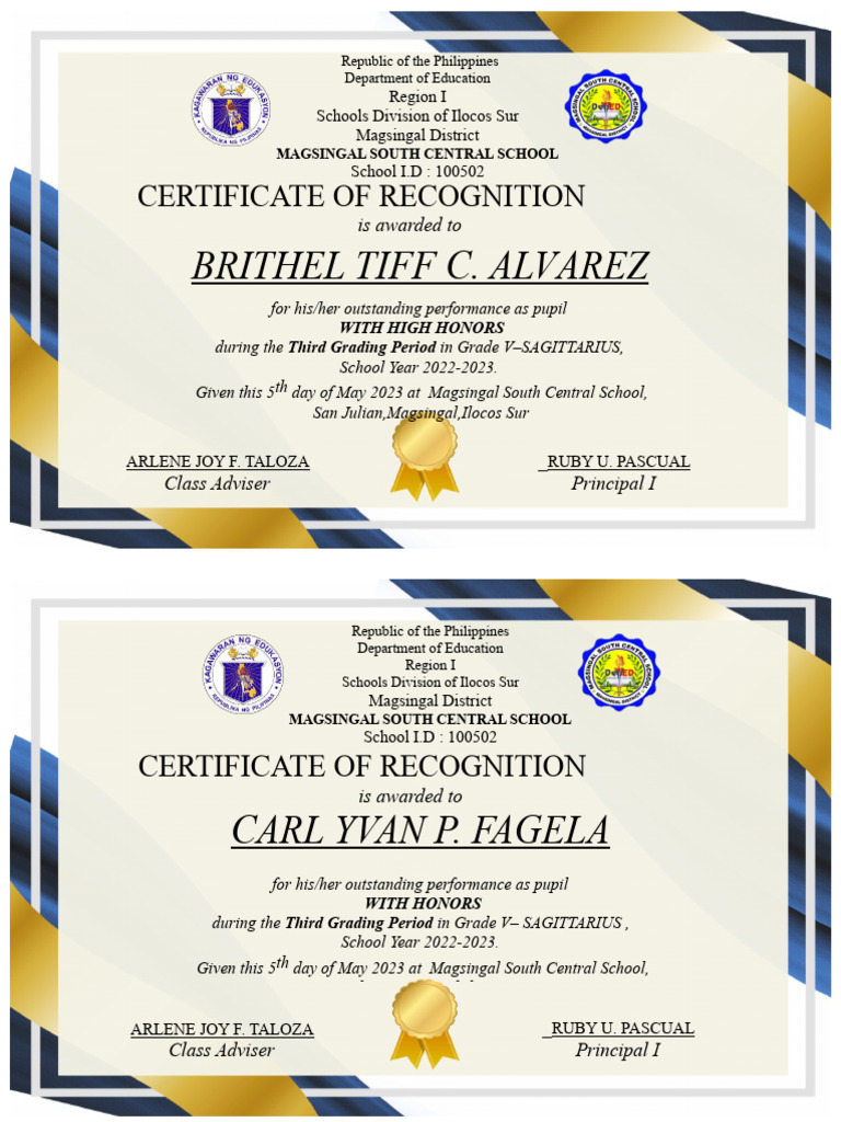 Certificate of Recognition 3RD | PDF