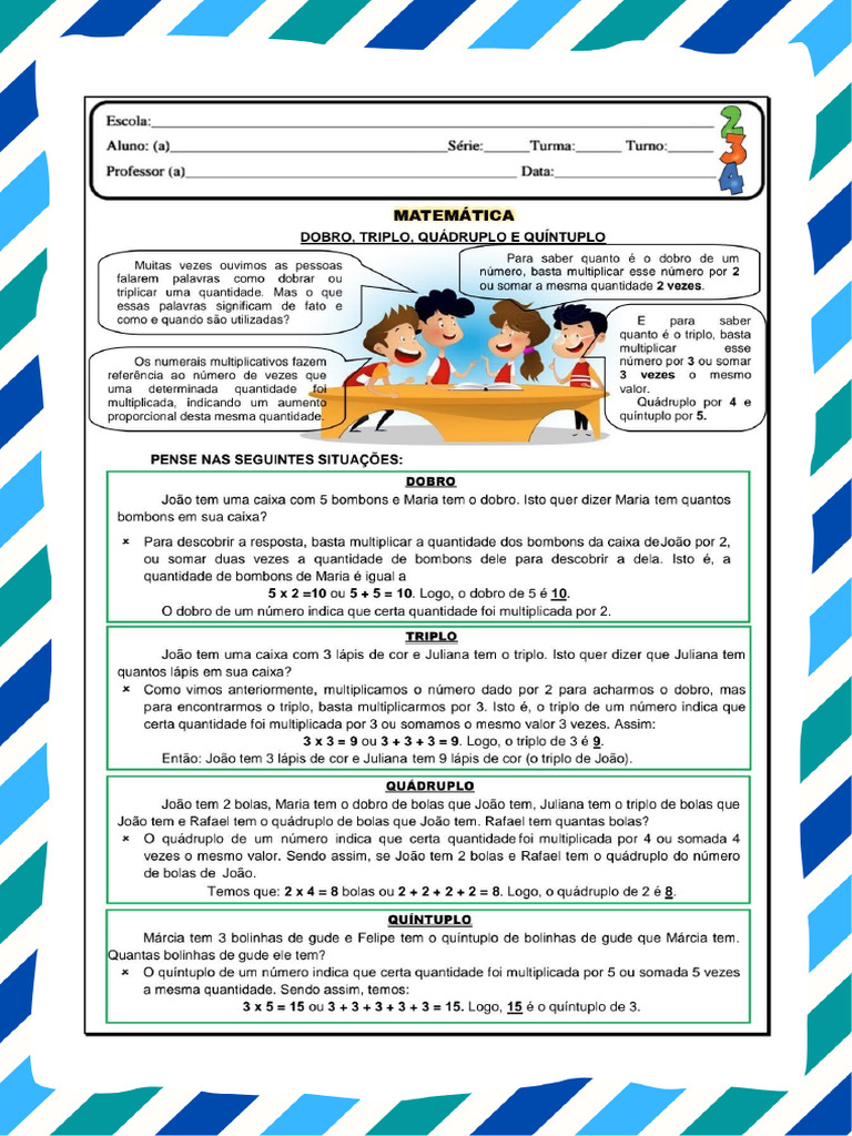 Dobro, Triplo, Quádruplo, Quíntuplo. | PDF Dobro, Triplo, Quádruplo, Quíntuplo. | PDF