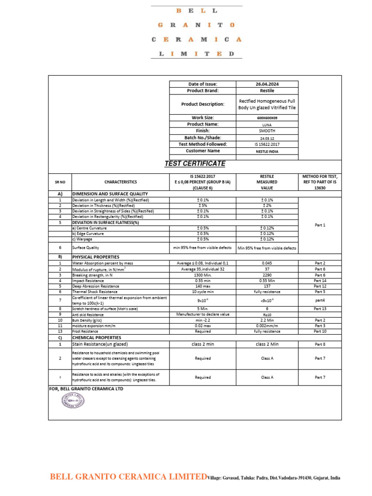 MTC Luna Nestle | PDF | Building Engineering | Materials Science