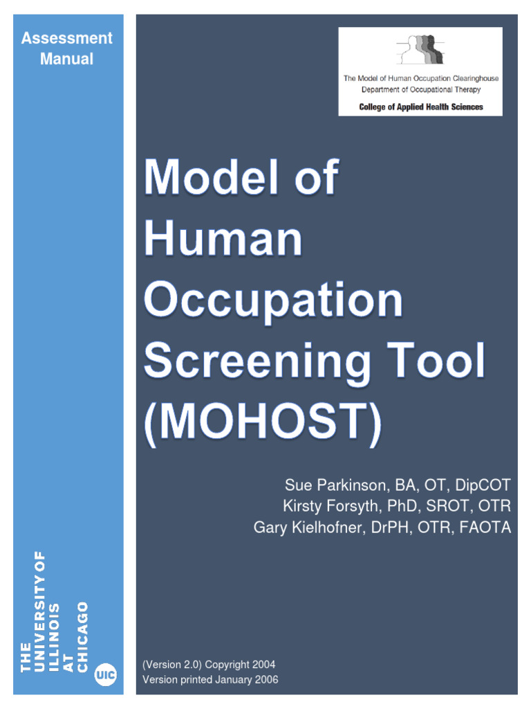 MOHOST Manual | PDF | Occupational Therapy | Identity (Social Science)