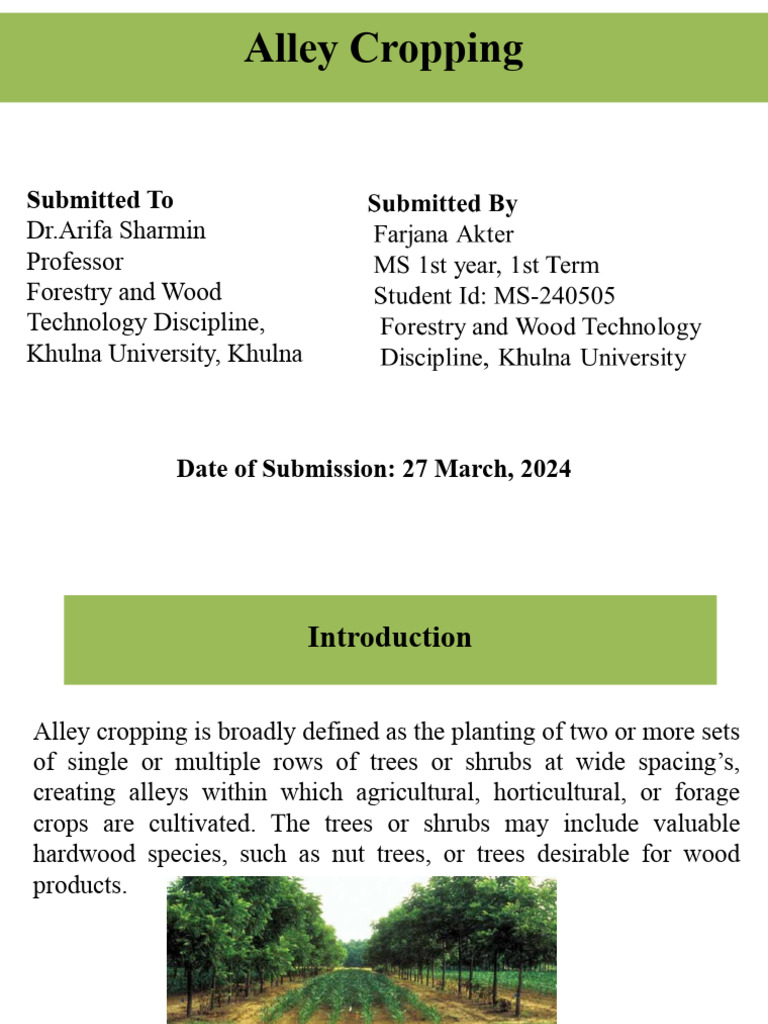 Alley Cropping: Benefits & Management | PDF | Trees | Weed
