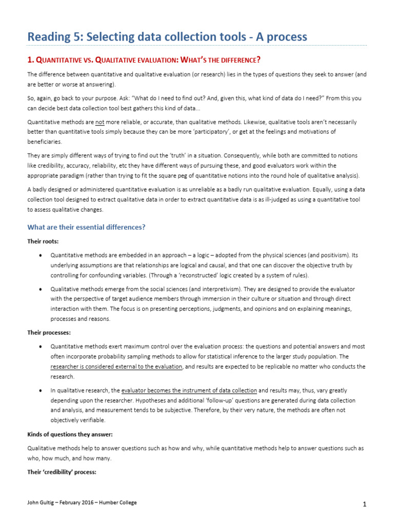 How To Make Tool Choices - A Summary (Humber 2016) | PDF | Quantitative ...