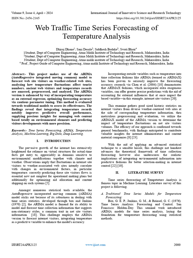 Web Traffic Time Series Forecasting of Temperature Analysis | PDF | Forecasting | Autoregressive ...