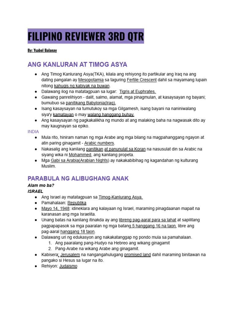 Filipino 3RD QTR | PDF