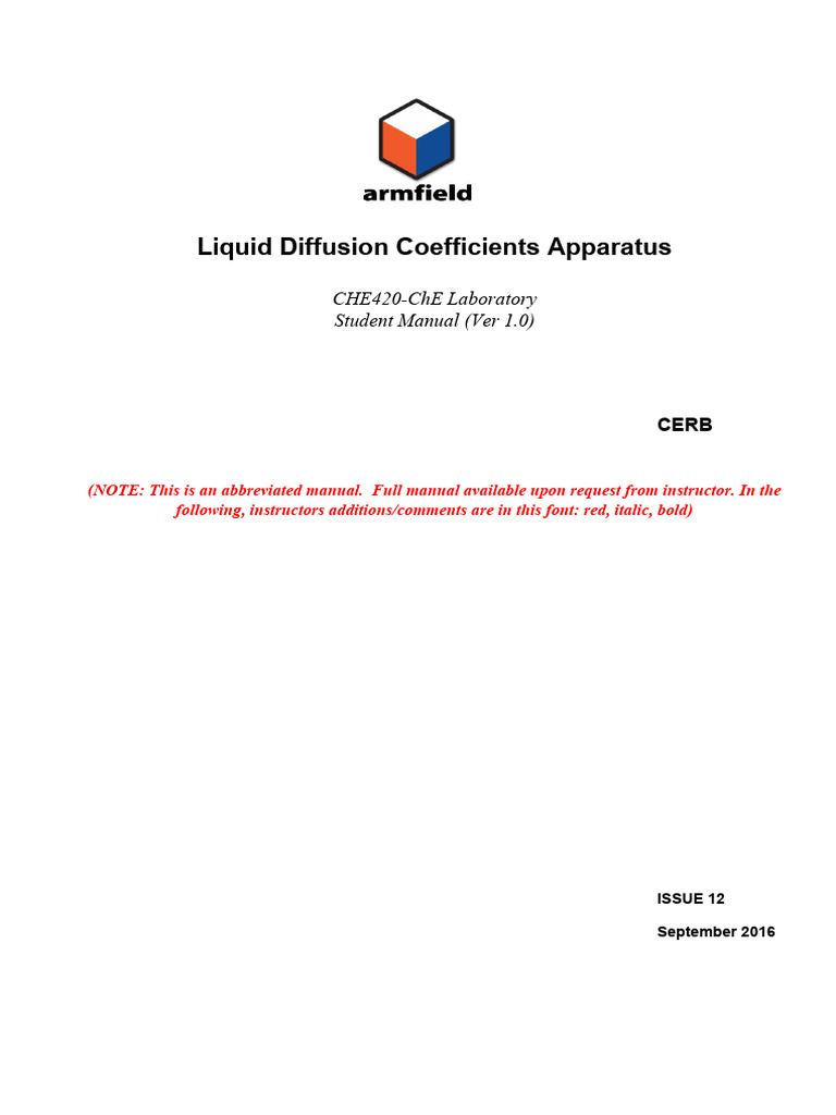 Armfield Diffusion | Download Free PDF | Diffusion | Liquids
