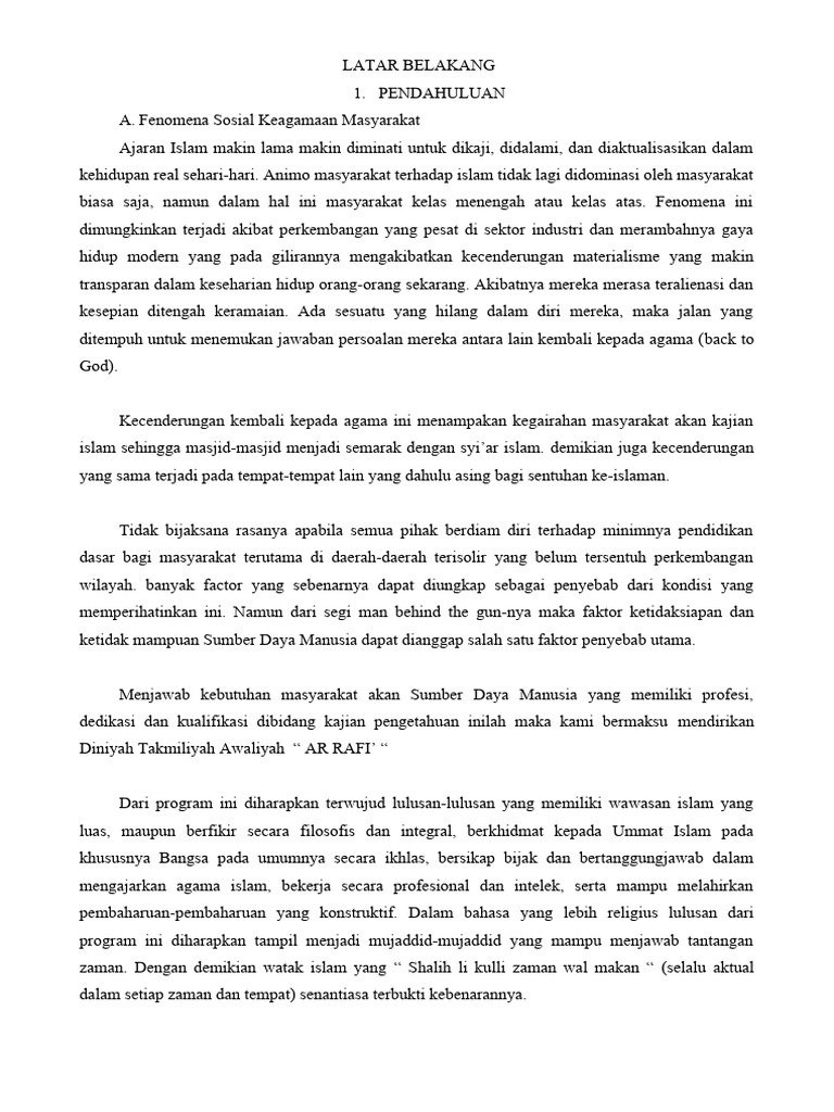 PROPOSAL PENGAJUAN IJIN OPERASIONAL AR RAFI | PDF