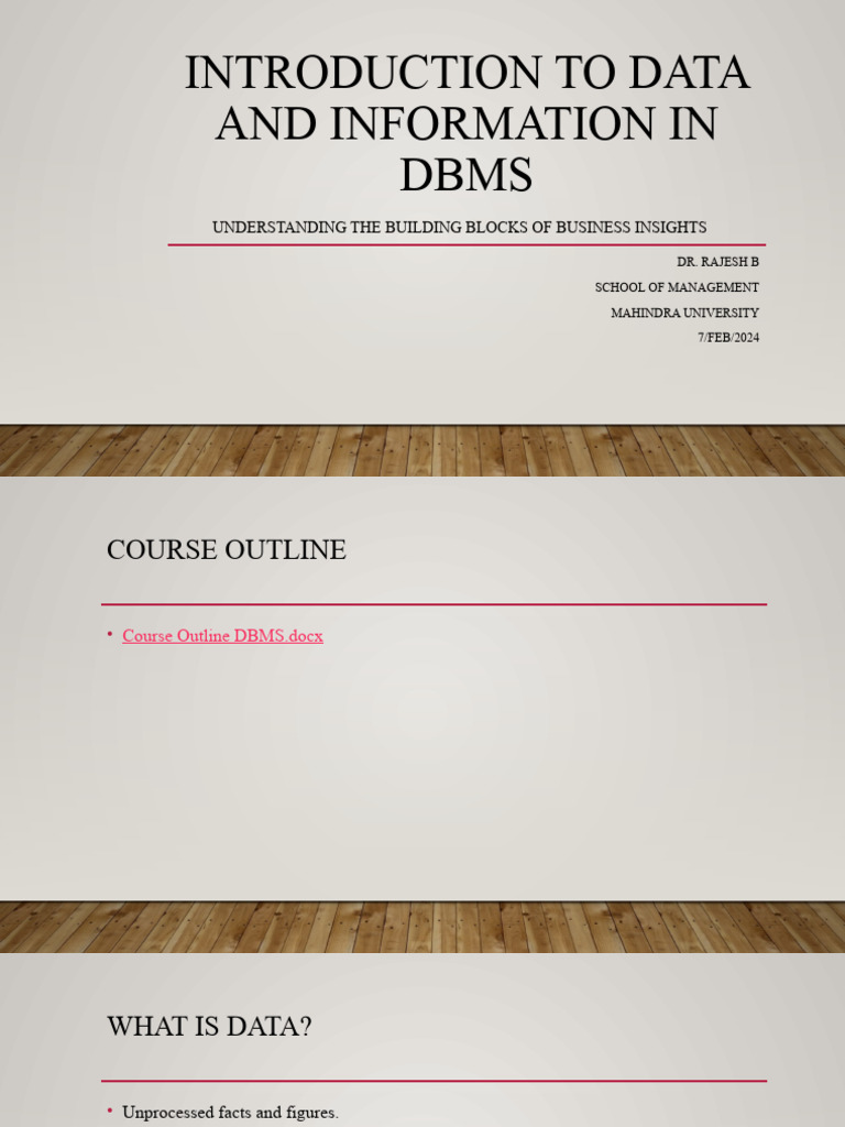 Session 1 Introduction To DBMS | PDF | Databases | Relational Database