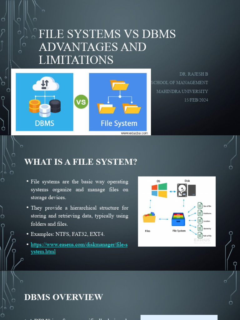 Session 2 File Systems Vs DBMS | PDF | Databases | File System