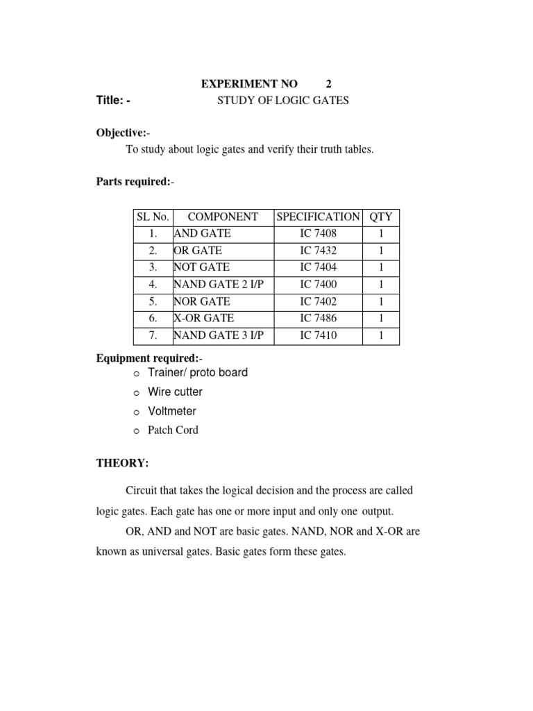 DLD Lab 2 | PDF | Logic Gate | Mathematical Logic
