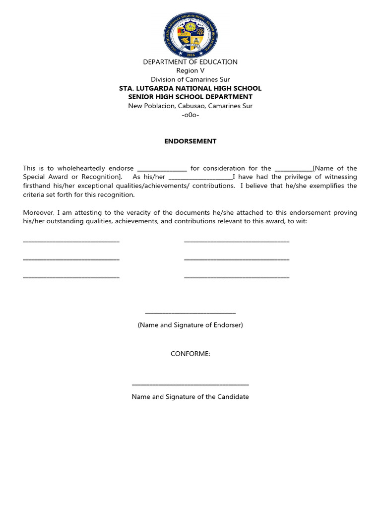 Endorsement Leadership Etc | PDF | Leadership | Organizational Behavior