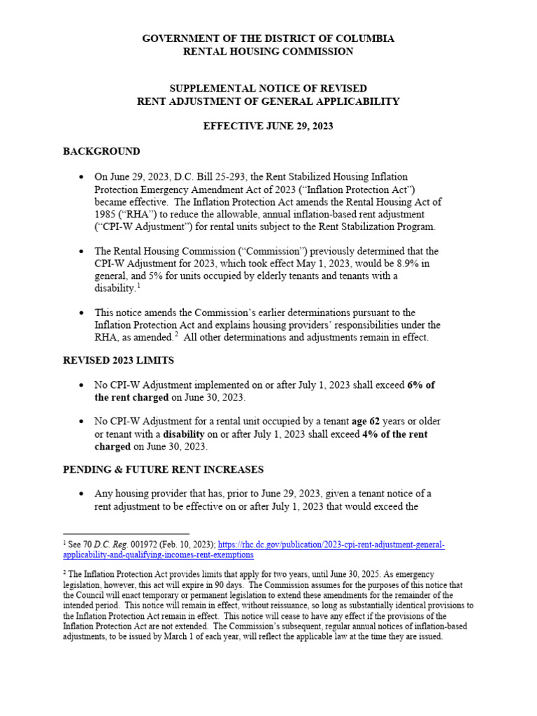 2023 RHC Emergency Supplemental CPI and COLA Notice DRAFT 2023-06!28!95 ...