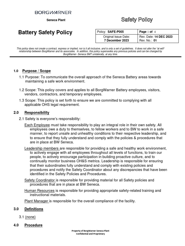 BSAFE-P036 EHS 01 Environmental, Health and Safety Management System ...