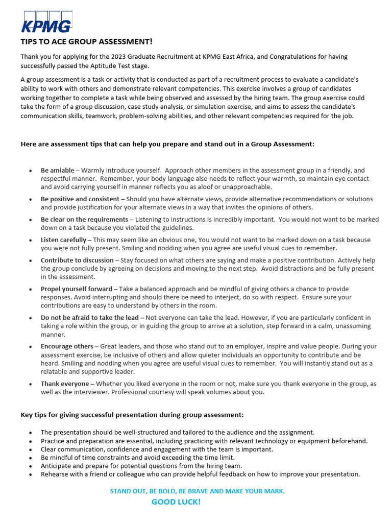 HOW TO ACE GROUP ASSESSMENT-2023 GR Final | PDF | Human Communication | Cognition